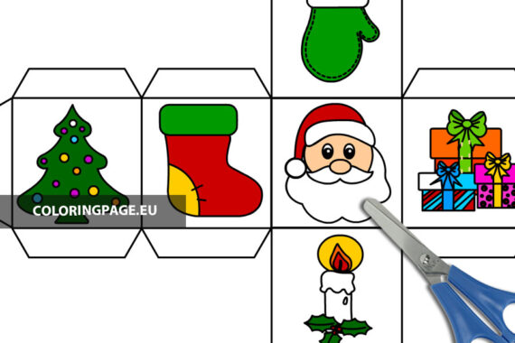 Color Christmas cube | Coloring Page