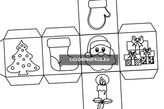 Christmas cube template | Coloring Page