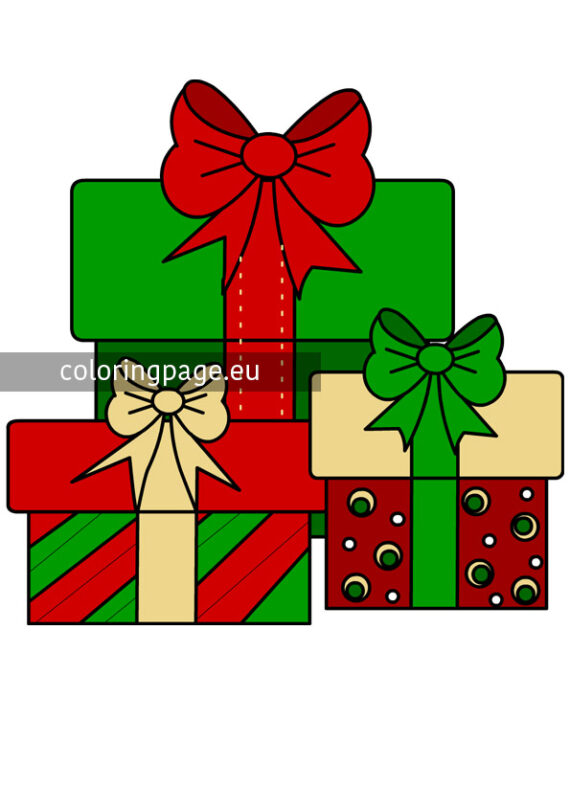 Three Christmas Gifts | Coloring Page