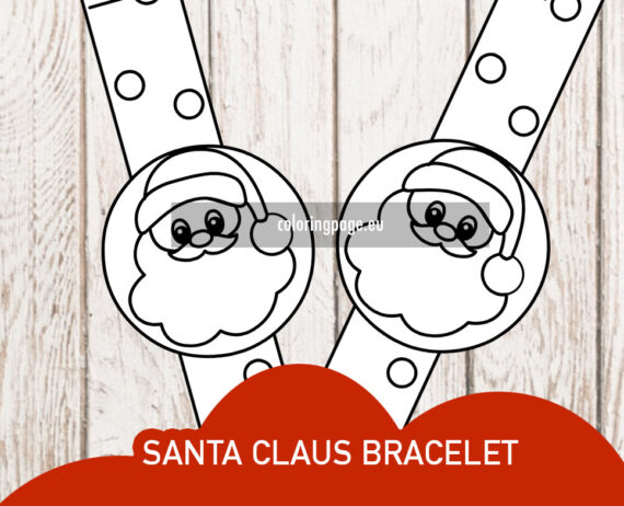 Santa Bracelet craft template | Coloring Page