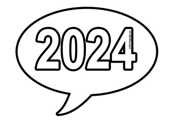Printable 2024 Speech Bubble Prop | Coloring Page