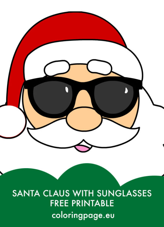Free Santa Claus with sunglasses | Coloring Page