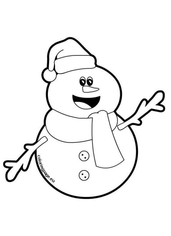 Snowman with Christmas hat | Coloring Page
