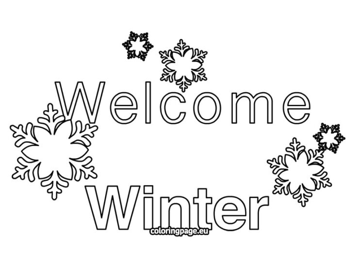Printable Welcome winter lettering | Coloring Page