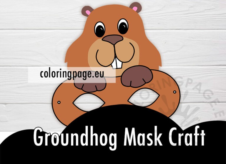 Groundhog Mask Craft | Coloring Page