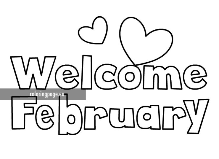 Printable Welcome February text | Coloring Page