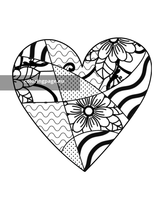 Zentangle heart | Coloring Page