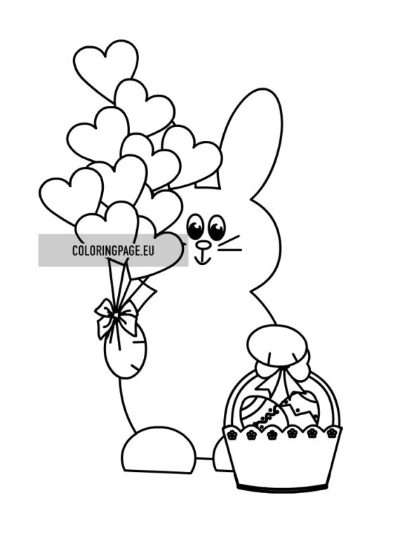 Bunny with balloons | Coloring Page