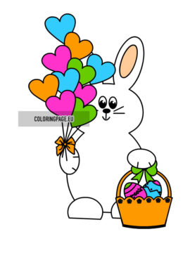 Bunny heart balloons | Coloring Page
