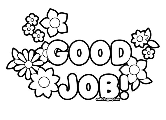 Free Good job cartoon text | Coloring Page