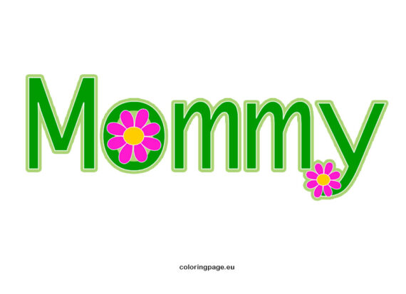 Green mommy lettering | Coloring Page