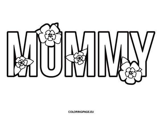 Printable Mummy written | Coloring Page