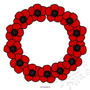 Memorial Day Poppy Wreath | Coloring Page