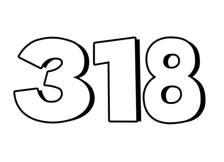Printable 318 number | Coloring Page