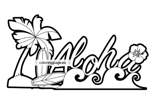 Aloha lettering | Coloring Page