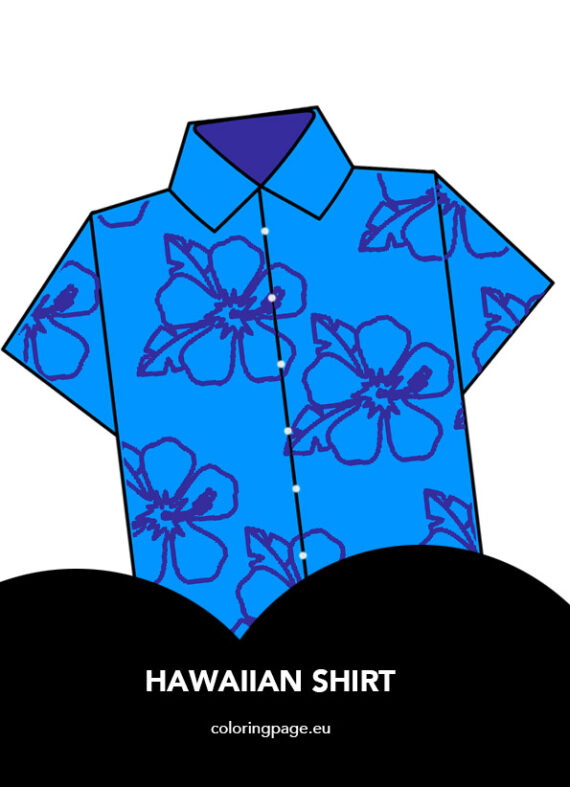 Blue shirt with Hibiscus | Coloring Page