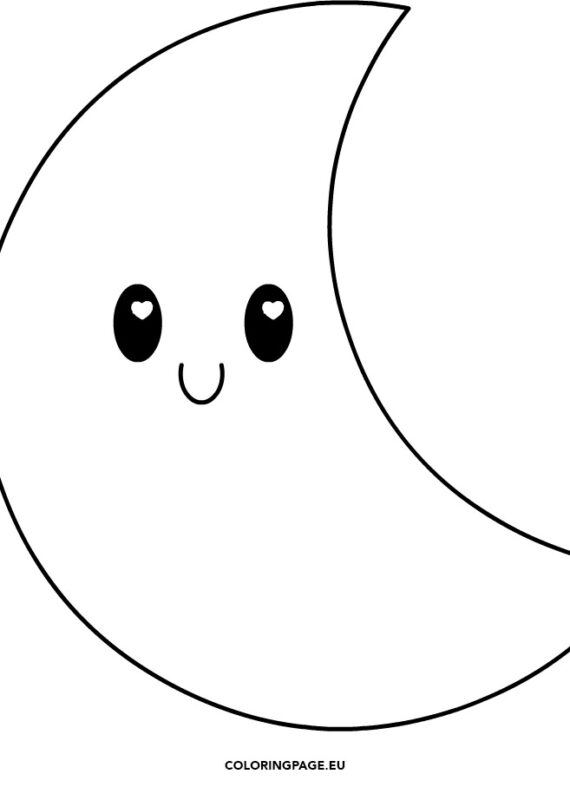 Moon cartoon character | Coloring Page
