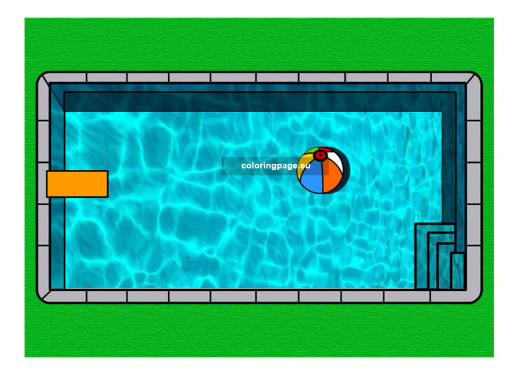 Swimming pool in the garden | Coloring Page