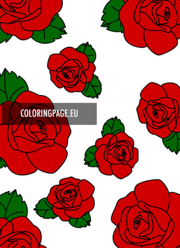 Red rose pattern | Coloring Page