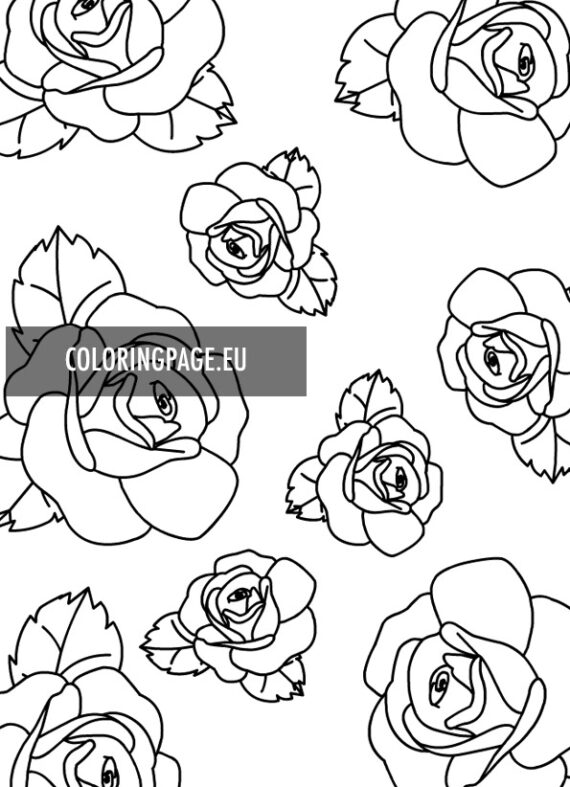 Roses Seamless Pattern | Coloring Page