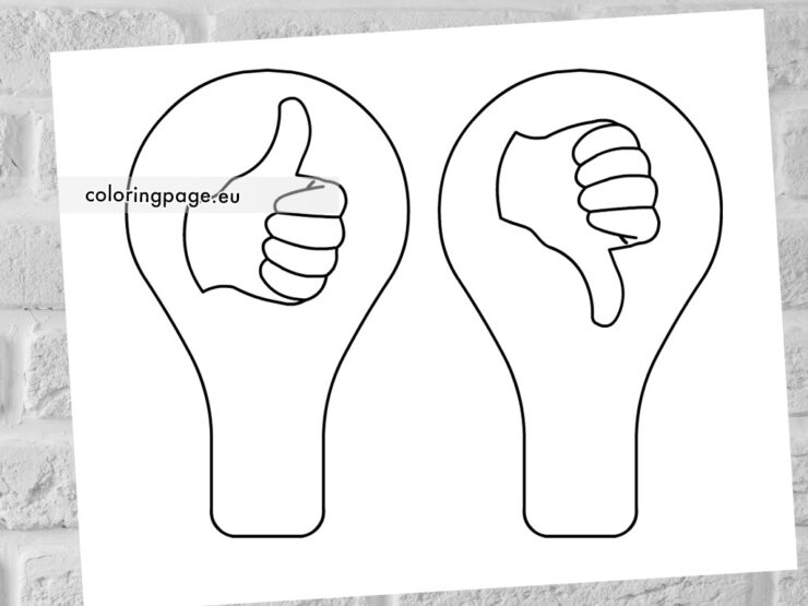 Thumb Up Thumb Down Paddles | Coloring Page