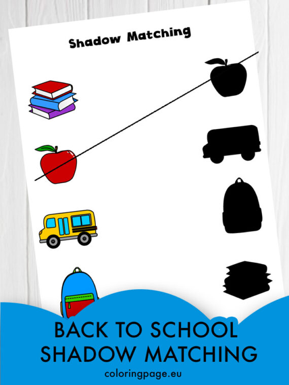 Free Back to School Shadow Matching | Coloring Page