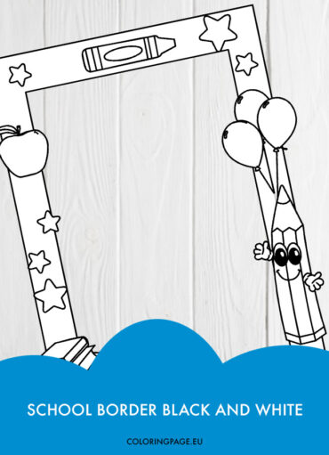 School Border Black and White | Coloring Page