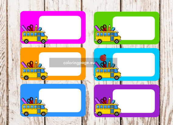 School name tags | Coloring Page