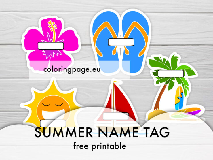 Summer name tags | Coloring Page