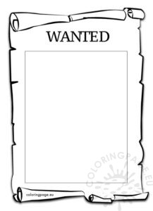 Printable Wanted poster template | Coloring Page