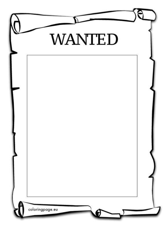 Printable Wanted poster template | Coloring Page
