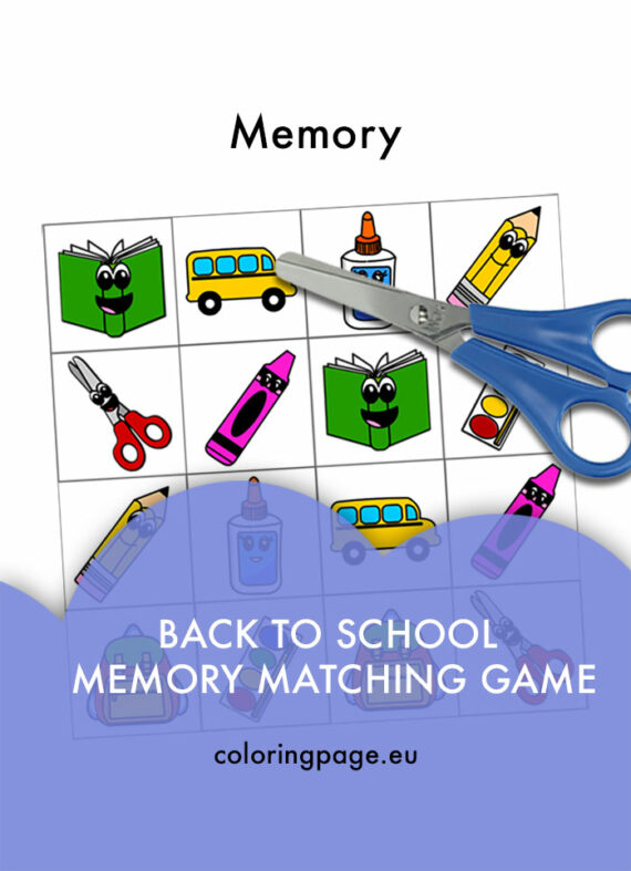 Back to School Memory Matching Game | Coloring Page