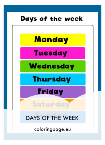 Days of the week | Coloring Page