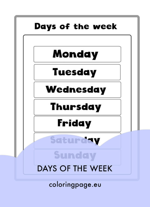 Sign with days of the week | Coloring Page