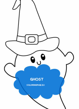 Ghost with witch hat | Coloring Page
