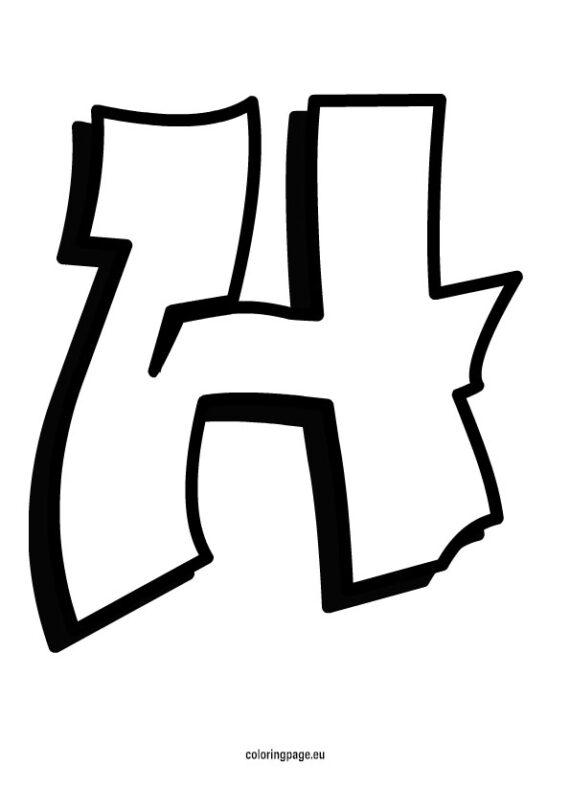 Graffiti letter H | Coloring Page