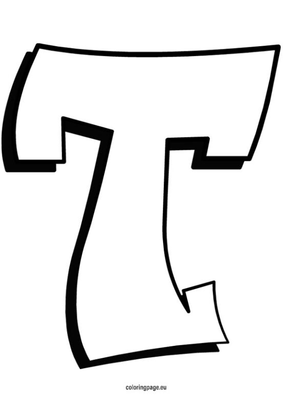 Graffiti letter T | Coloring Page