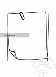 Sticky note with paperclip | Coloring Page