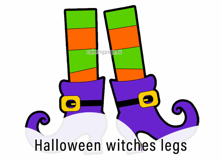 Cartoon Halloween witch legs | Coloring Page