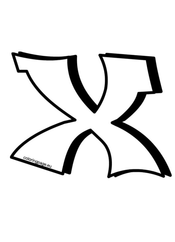 X bubble letter graffiti | Coloring Page