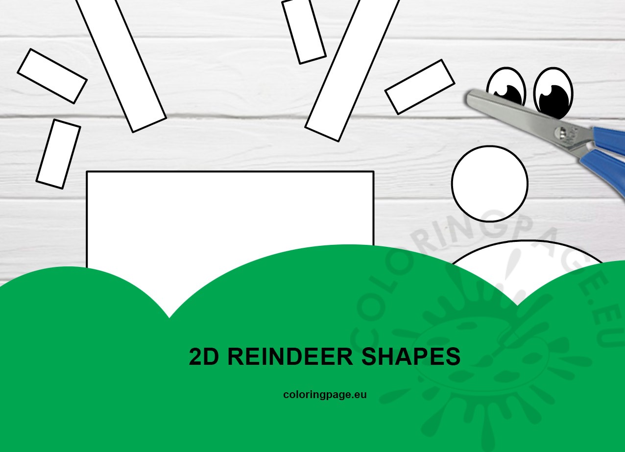 2d Reindeer Shapes | Coloring Page