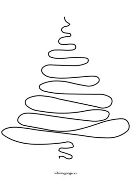 Christmas tree with curved lines | Coloring Page