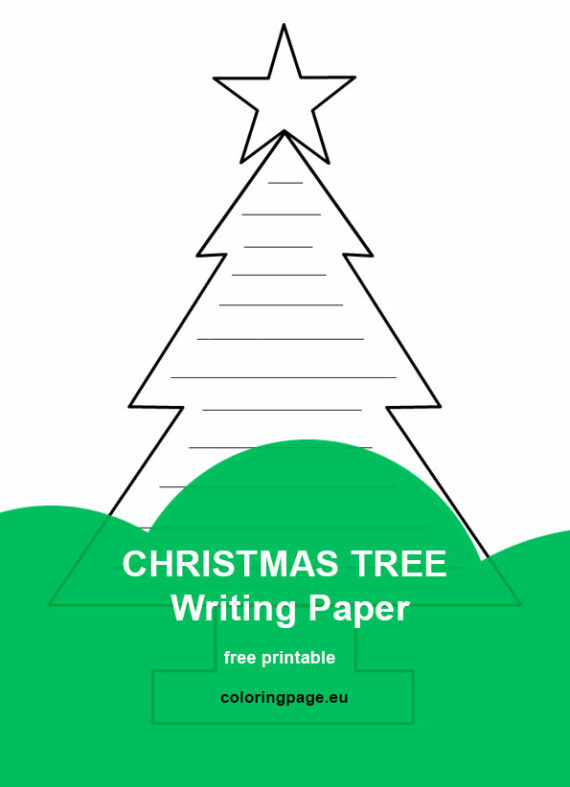 Christmas Tree-Shaped Writing Template | Coloring Page