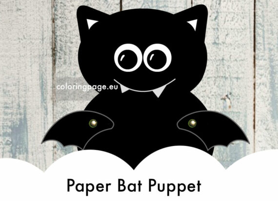 Paper Bat Puppet | Coloring Page