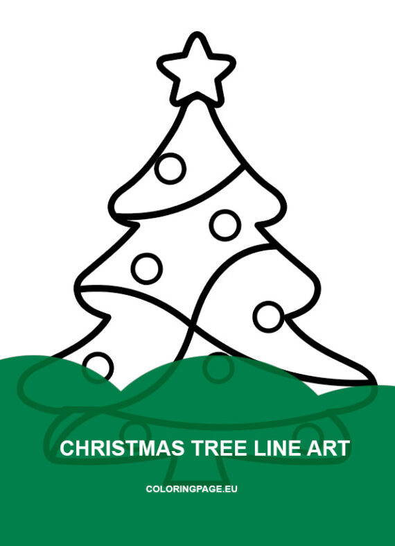 Christmas tree line art | Coloring Page