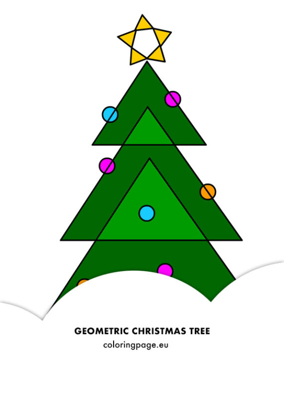 Christmas tree with triangles | Coloring Page