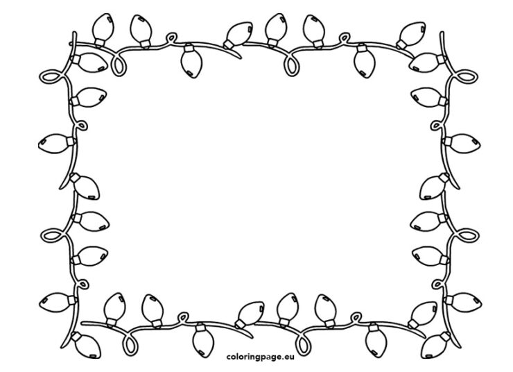 Frame with Christmas lights | Coloring Page