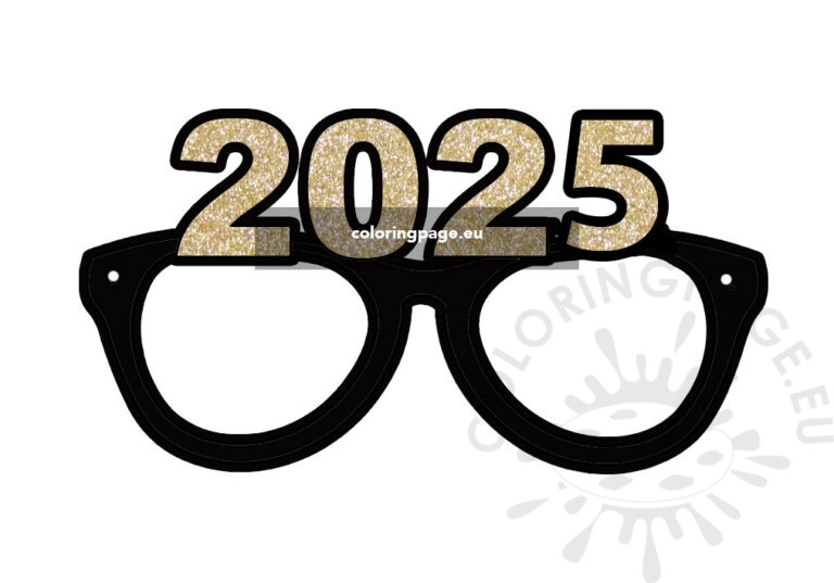 New Year's Eve 2025 Glasses | Coloring Page