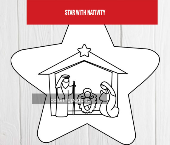 Star with nativity | Coloring Page