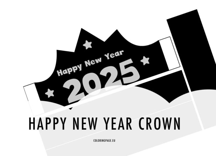 Happy New Year 2025 crown | Coloring Page